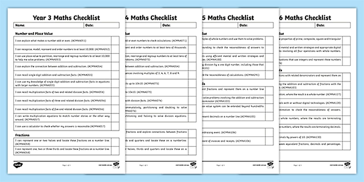 Editable Year 3-6 Maths I Can Statements Assessment Pack