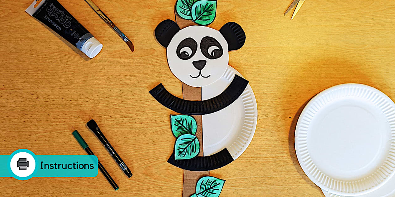 Climbing Panda Bear Paper Plate Craft | Twinkl Crafts