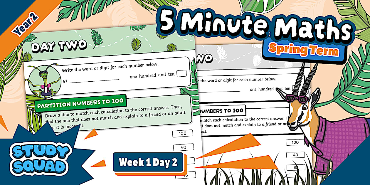 👉 Study Squad 5 Minute Maths - Year 2 Spring - Week 1 Day 2