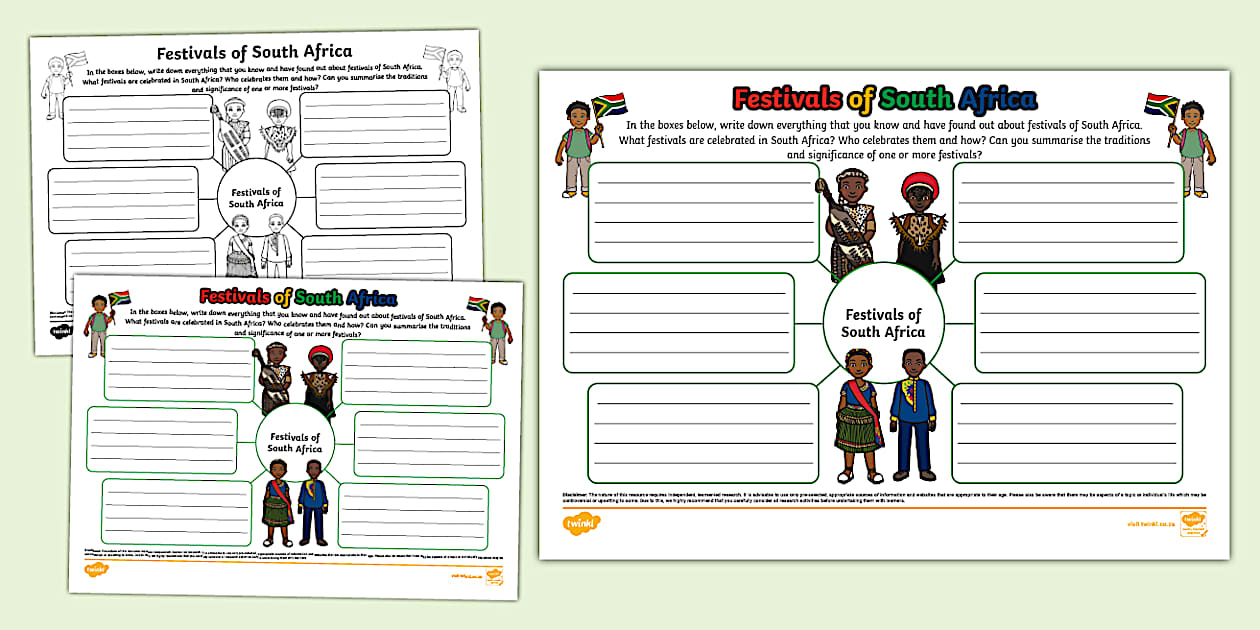 Festivals of South Africa Mind Map (teacher made) - Twinkl