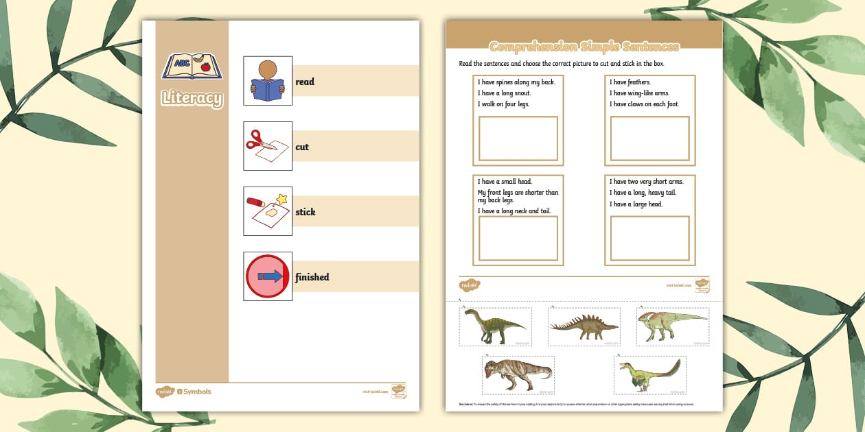 SEND Structured Steps Dinosaurs Comprehension Simple Sentences