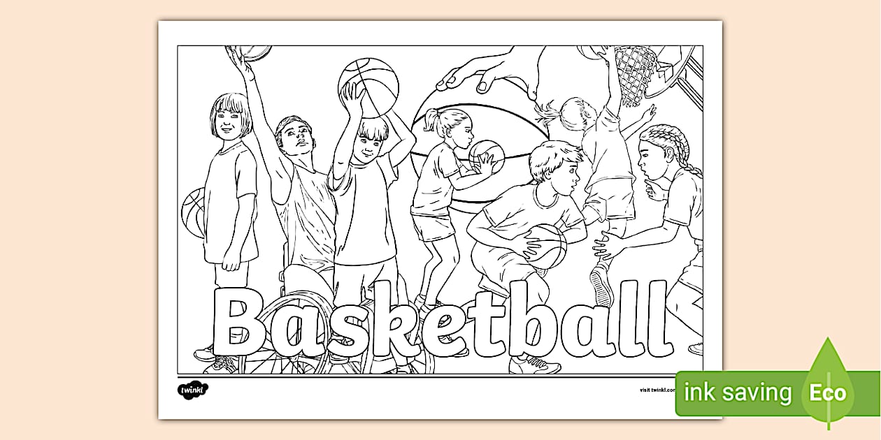 Basketball Colouring Montage Page (professor feito) - Twinkl