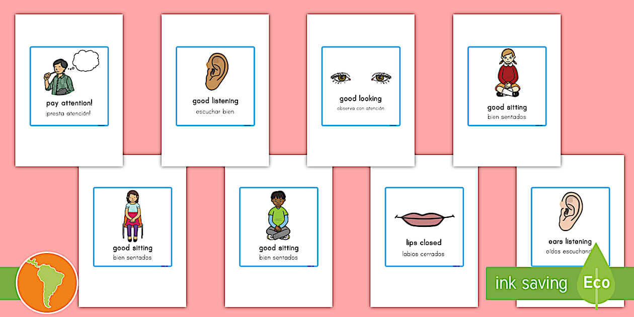Good Listening Cards English/Spanish- Guía de trabajo