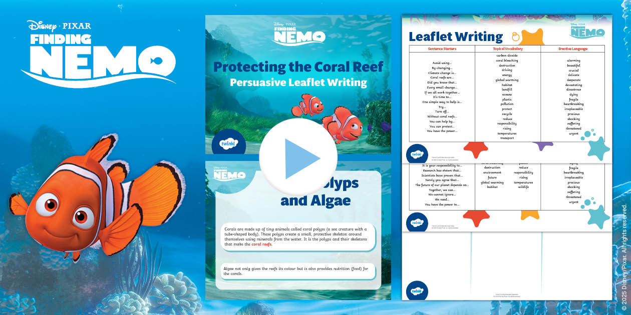 Finding Nemo: Protect the Coral Reef – Persuasive Writing Lesson Pack