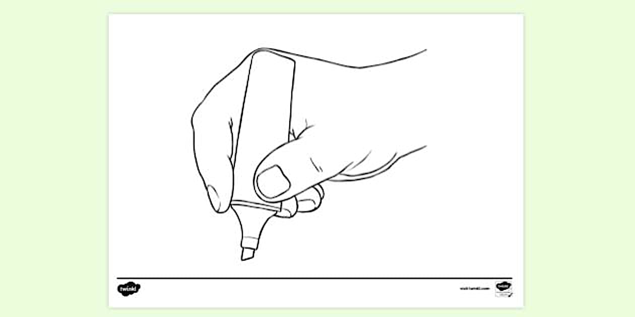 Hand Holding Highlighter Colouring Sheet | Colouring Sheets
