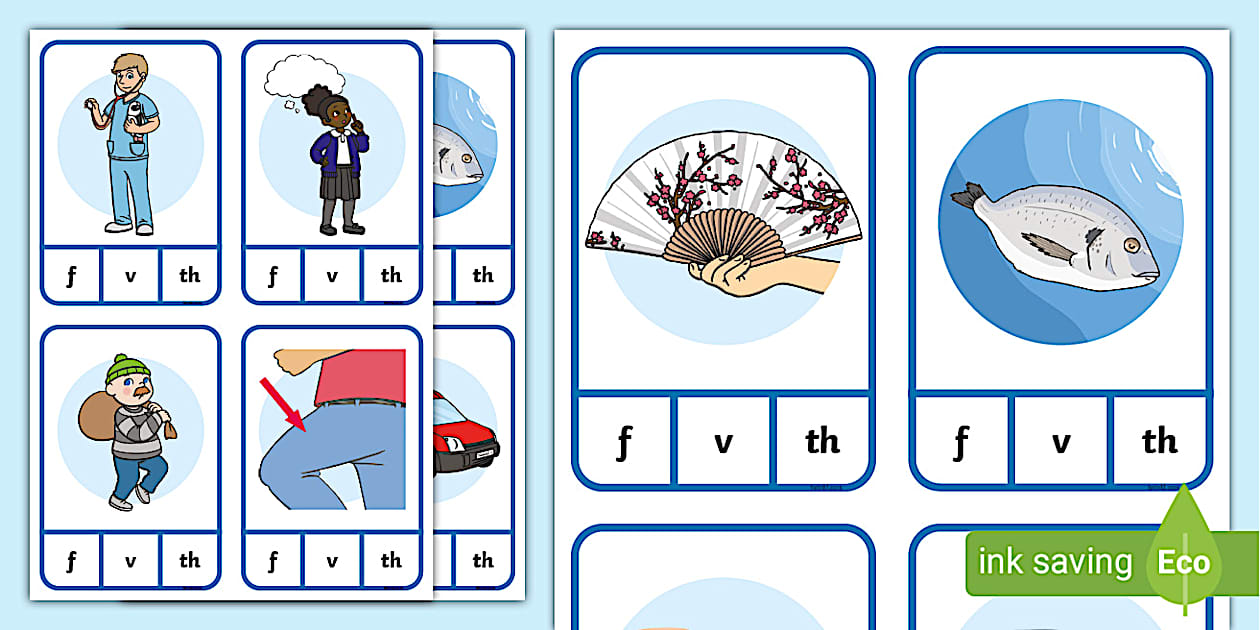 f, v, th Initial Sounds Peg Matching (teacher made) - Twinkl
