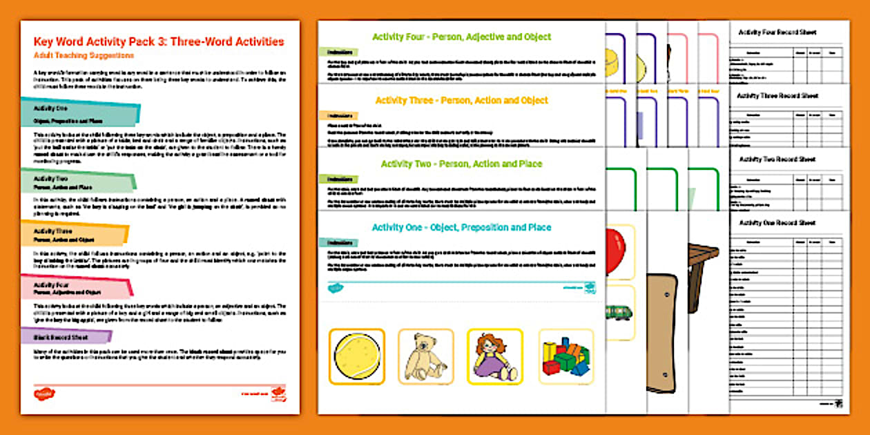 Key Word Activity Pack 3: Three-Word Activities - Twinkl
