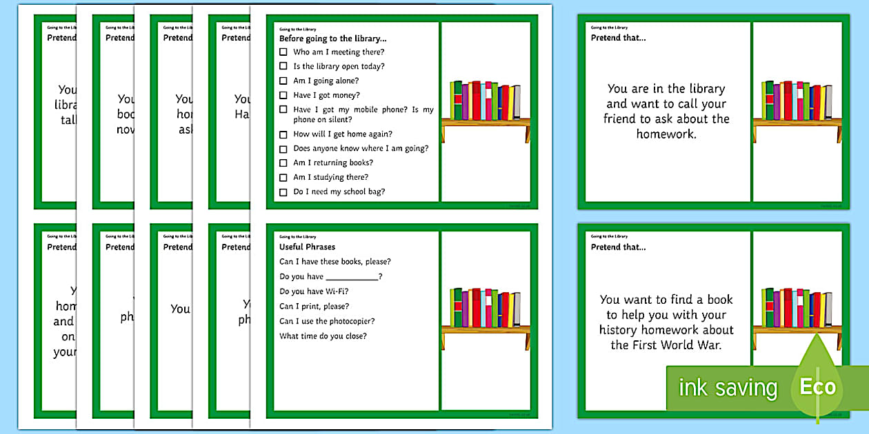 Going to the Library Scenarios and Social Scripts - Twinkl