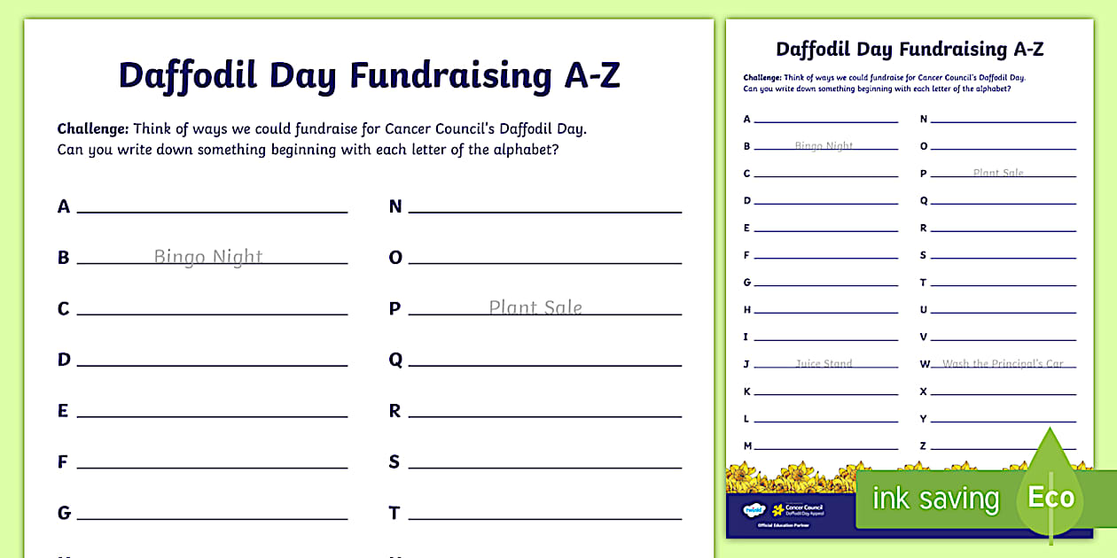 FREE! - Daffodil Day Fundraising A-Z Activity (teacher made)