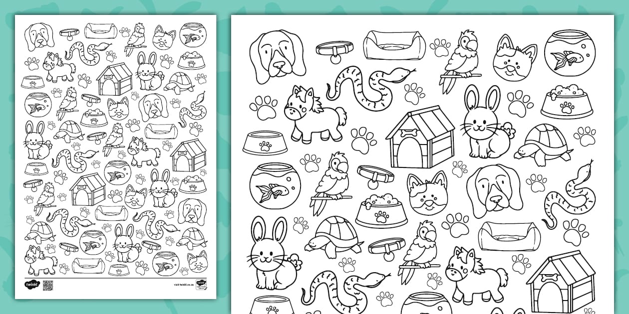 Pets Doodle Colouring Sheet (teacher made) - Twinkl