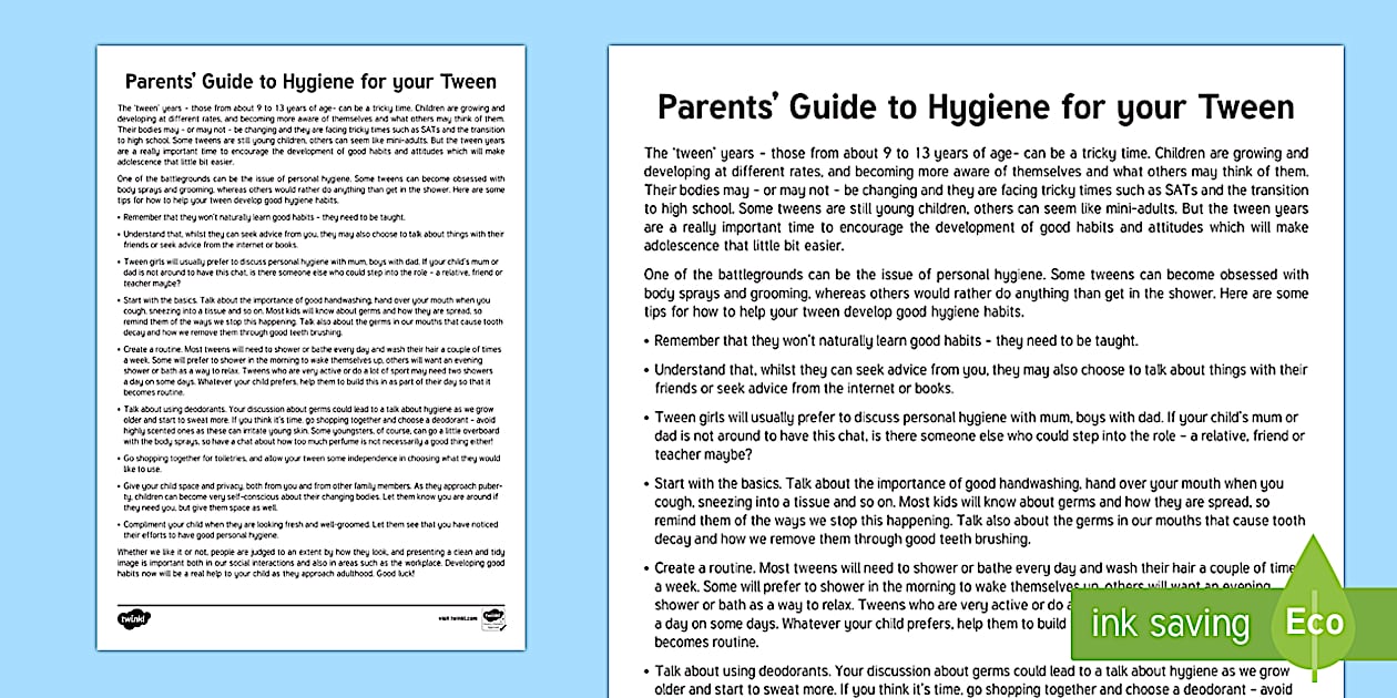 Parents' Guide to Personal Hygiene for your Tween Parent and Carer ...