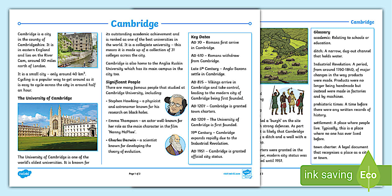 Cambridge Local History Fact File (teacher made) - Twinkl