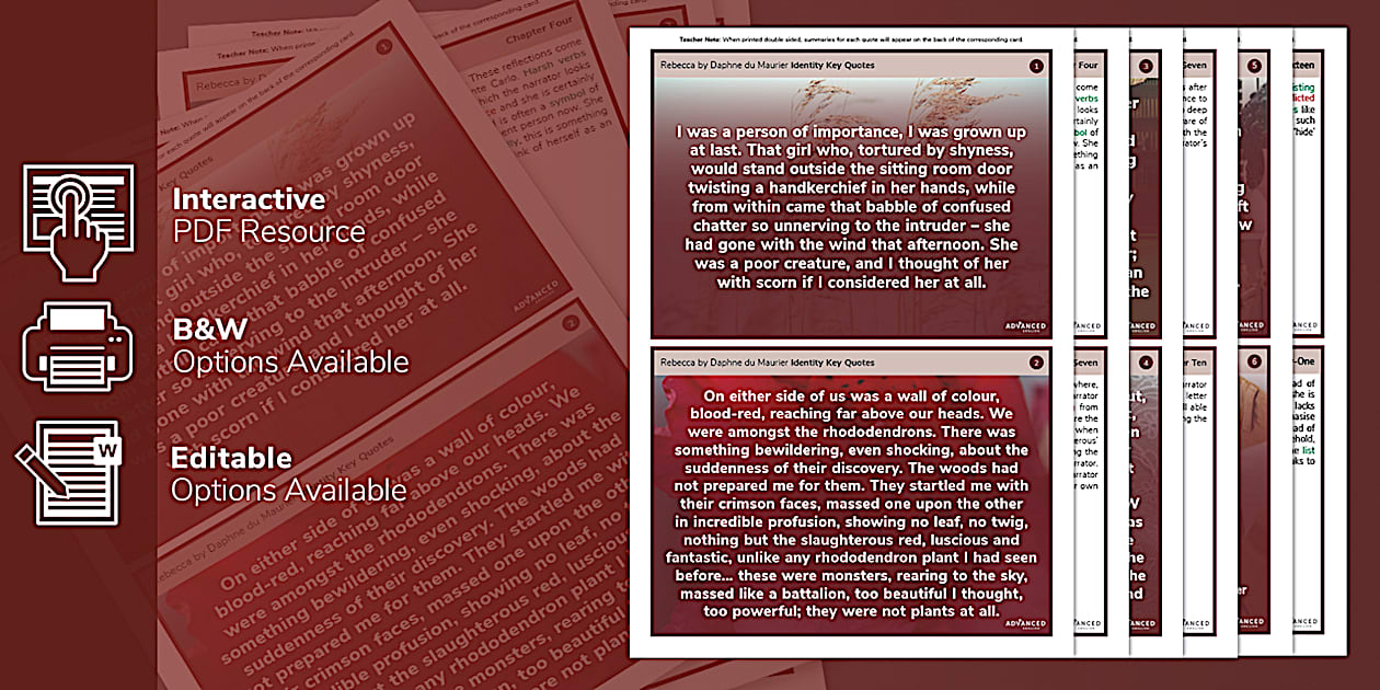 Rebecca: Key Quotes Flashcards - Identity - Twinkl