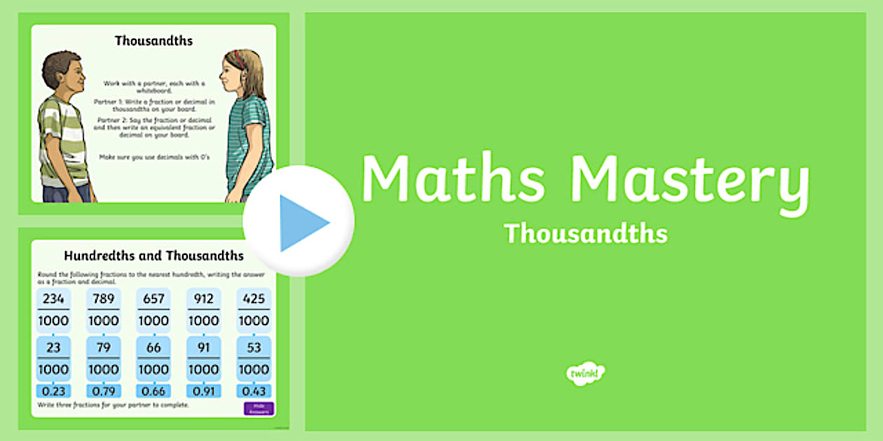 Year 5, Fractions and Decimals, Thousandths Maths Mastery Activities