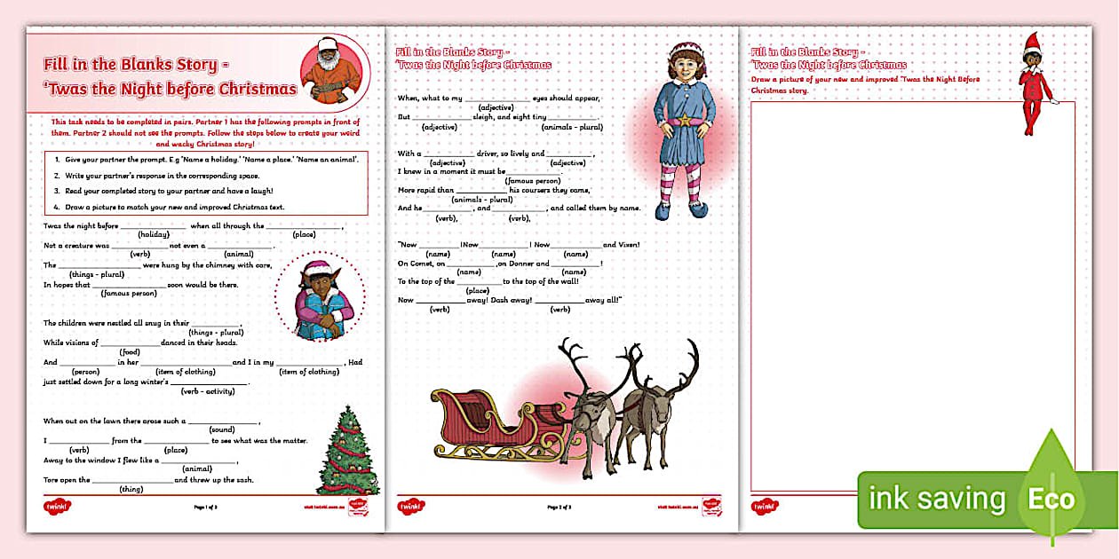 Christmas Fill-in-the-Blanks Story I Literacy and Writing.