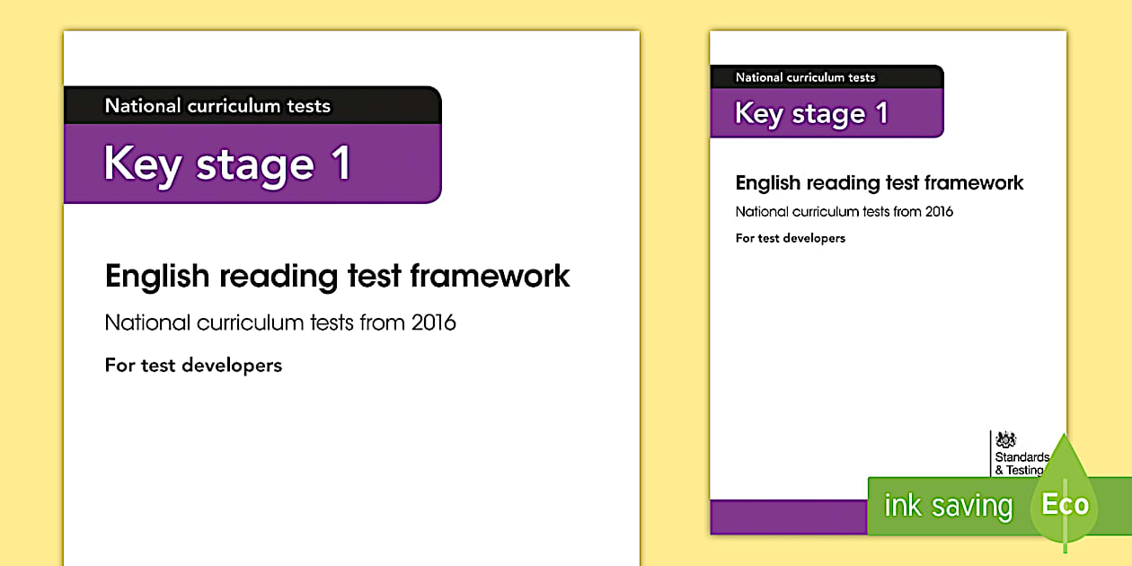 Key Stage 1 English Reading Test Framework DfE Adult Guidance