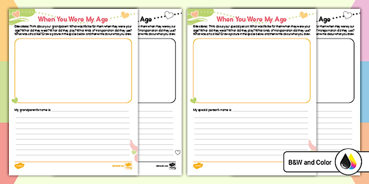 When You Were My Age: A Grandparents Day/Special Persons Day Writing ...