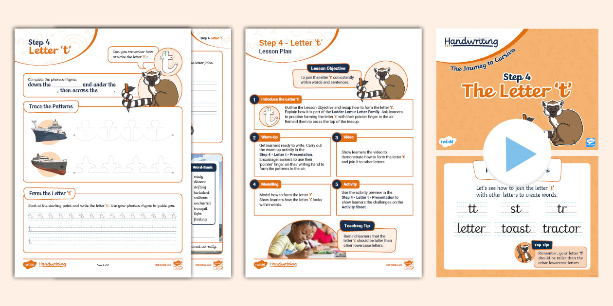 Step 4 Letter 't' Pack Joined Handwriting Practice