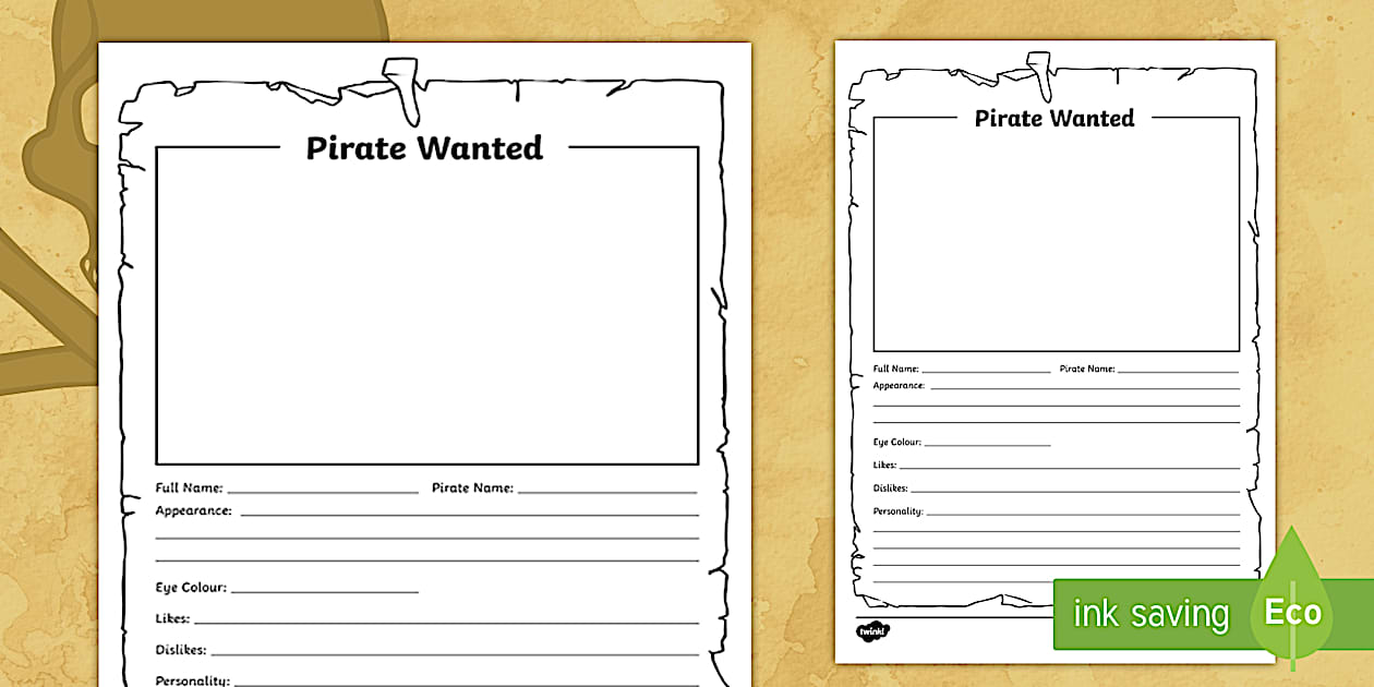 LKS2 Pirate Wanted Poster Worksheet - Twinkl