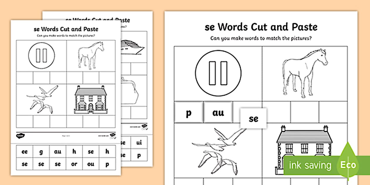'se' Sound Words Cut & Stick Worksheet - CfE Resource