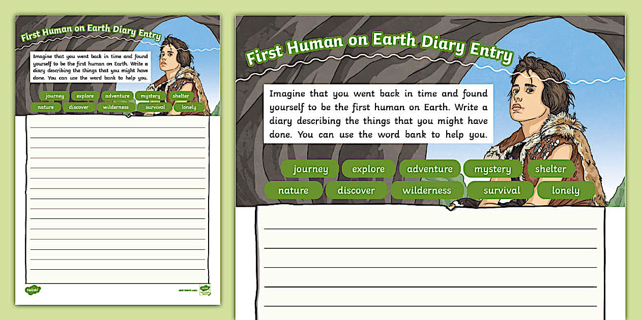 First Human on Earth Diary Entry Worksheet