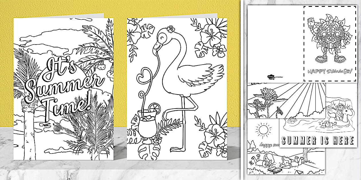 Summer Greeting Cards to Colour | Twinkl Party - Twinkl