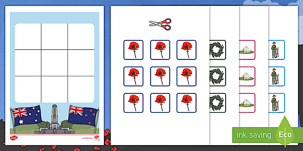 Three in a Row Anzac Day Activity (teacher made) - Twinkl
