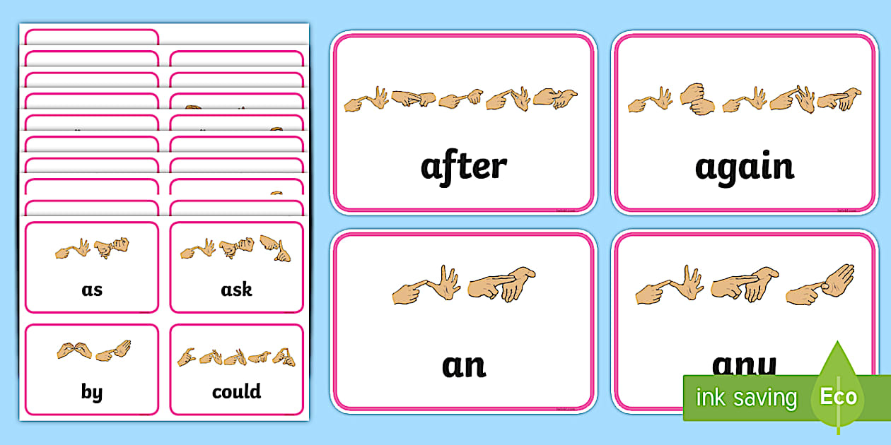 First Grade Dolch List Sight Words with Fingerspelling Flashcards