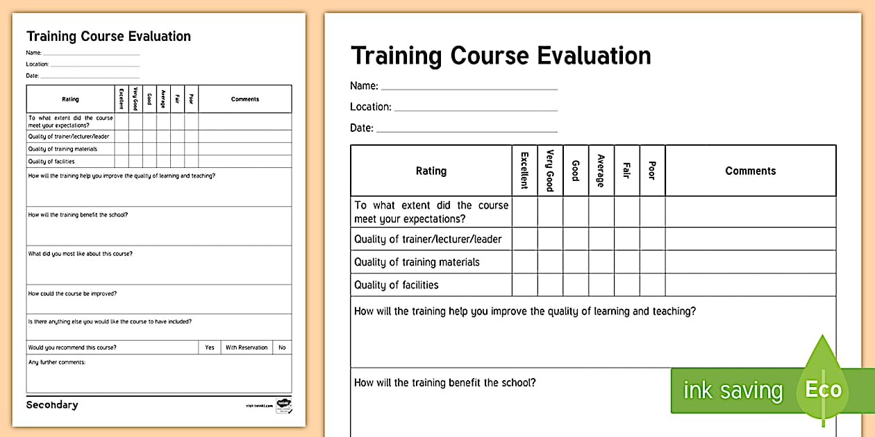 Editable SEN Training Course Evaluation Form - Twinkl