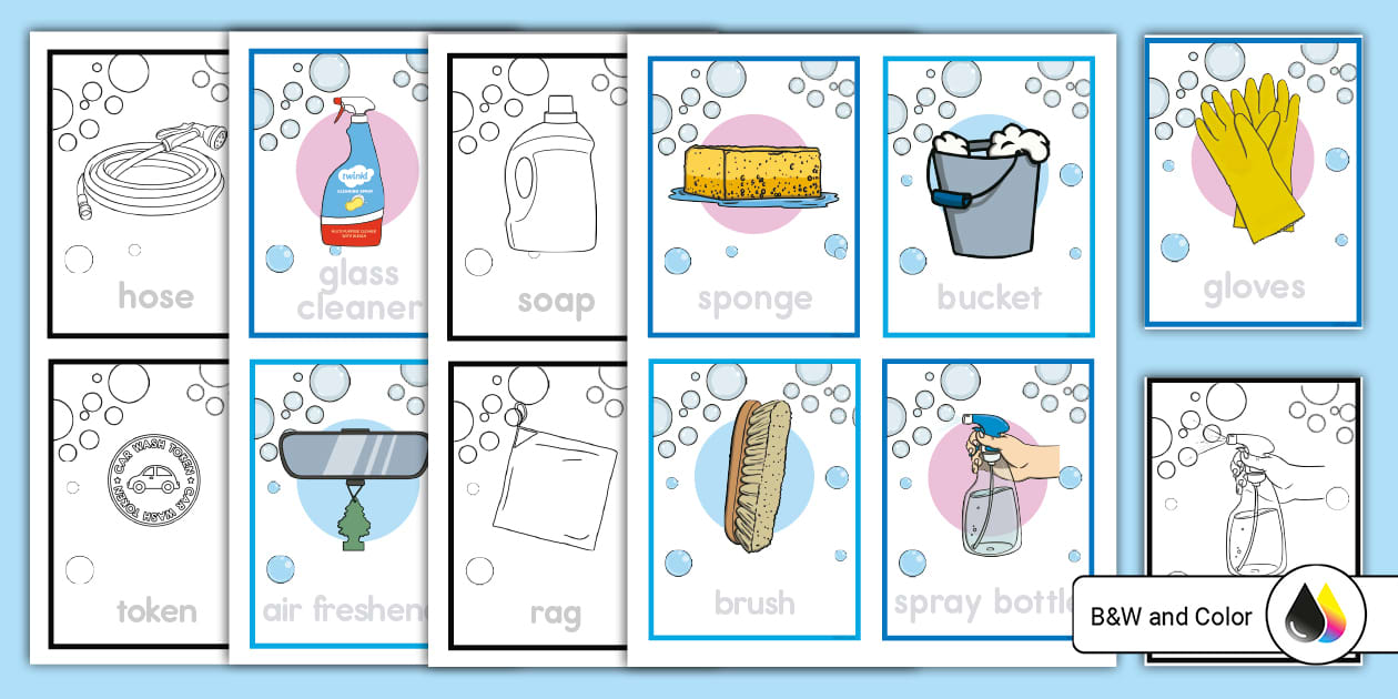 Car Wash Dramatic Play Tracing Word Cards