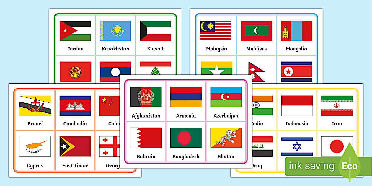 Flags of Asia Bingo (teacher made) - Twinkl