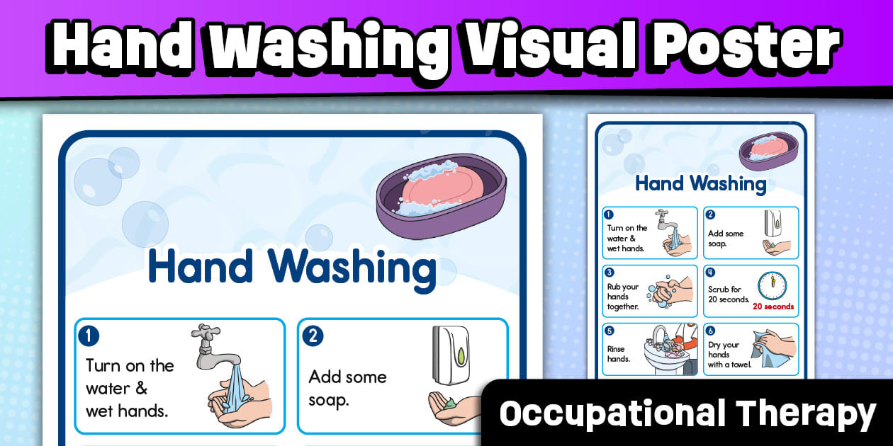 Hand Washing Visual Poster for Occupational Therapy and Life Skills ...