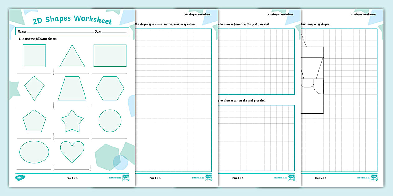 2D Shapes Worksheet (teacher made) - Twinkl