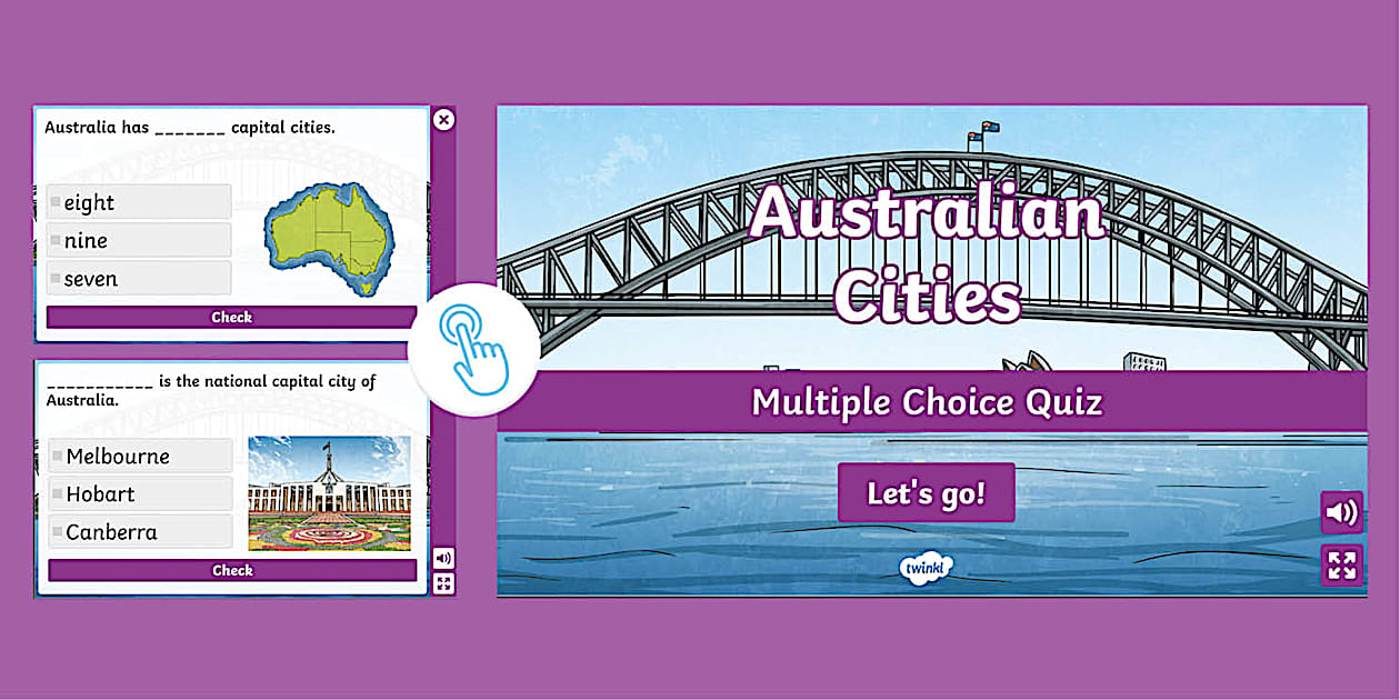 Australian Cities Multiple Choice Quiz (teacher made)