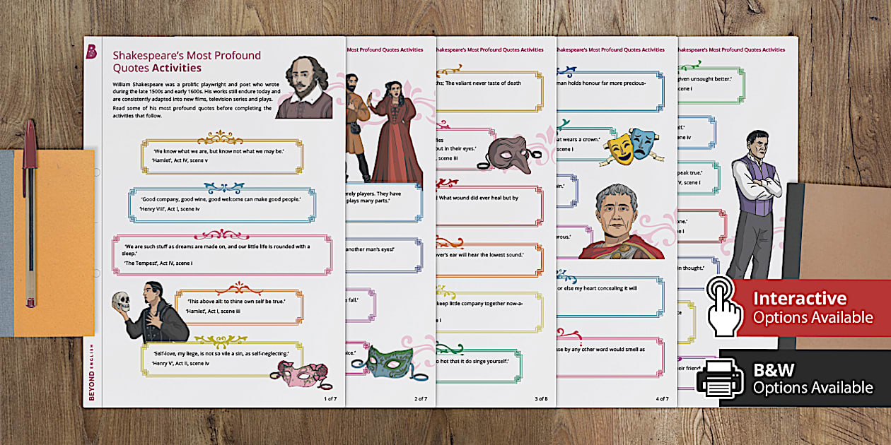 Shakespeare's Most Profound Quotes Activities (Teacher-Made)