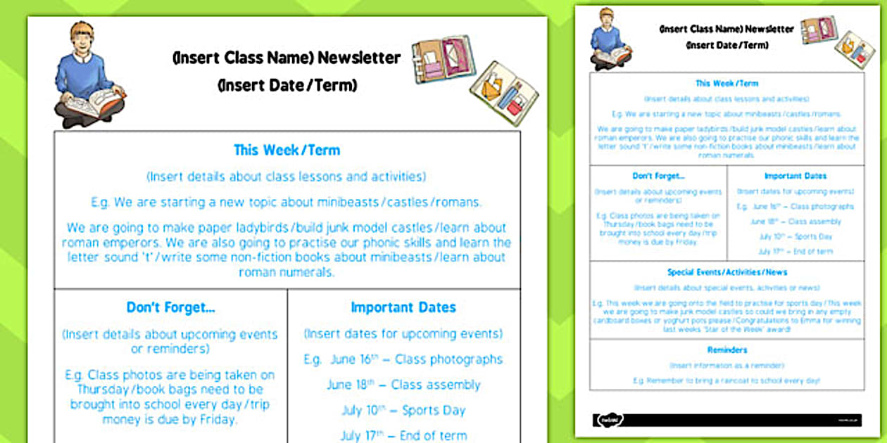 KS2 Editable Newsletter Template (Hecho por educadores)