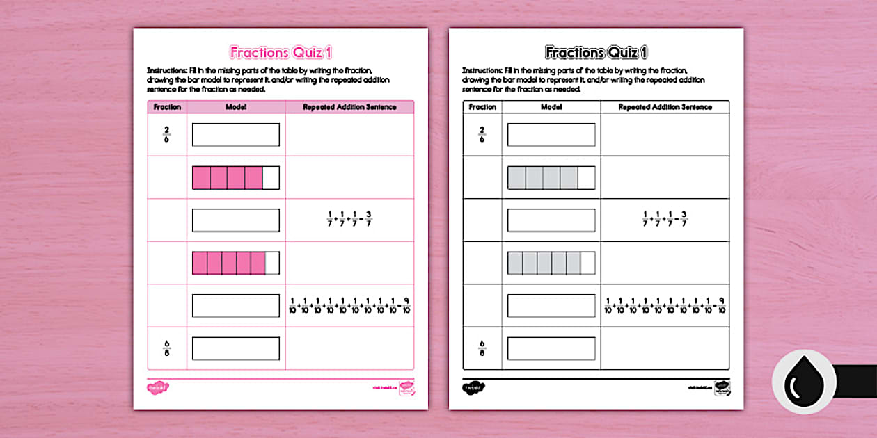 Fractions and Unit Fractions Mini Assessment 1 - Twinkl
