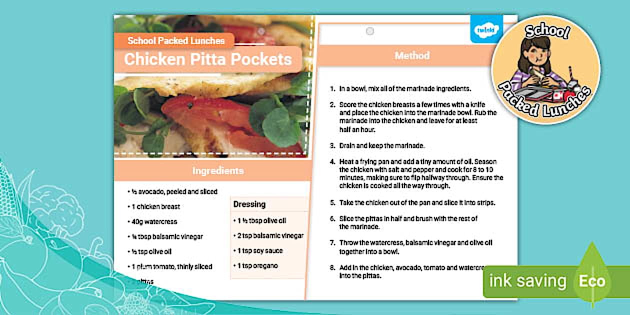 Chicken Pitta Pockets - Healthy School Packed Lunch