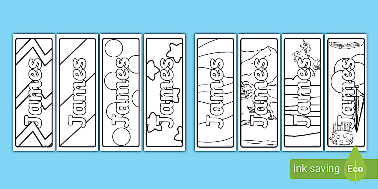 James Name Simple Colouring Bookmarks (teacher made)