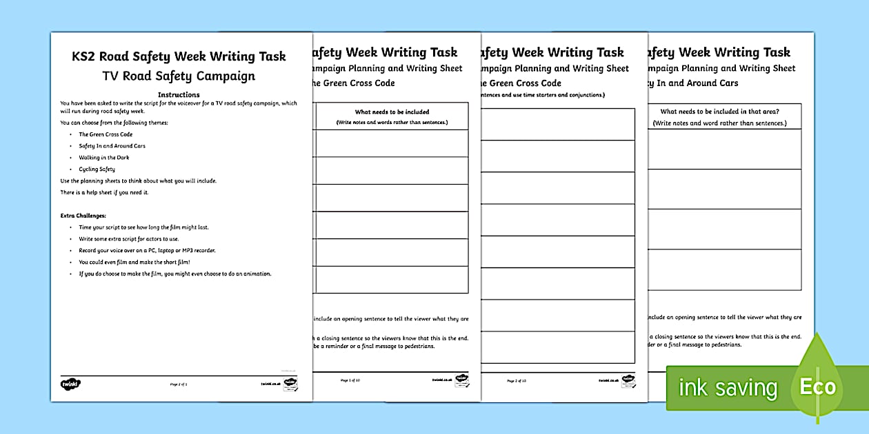 KS2 Road Safety November Writing Activity (teacher made)
