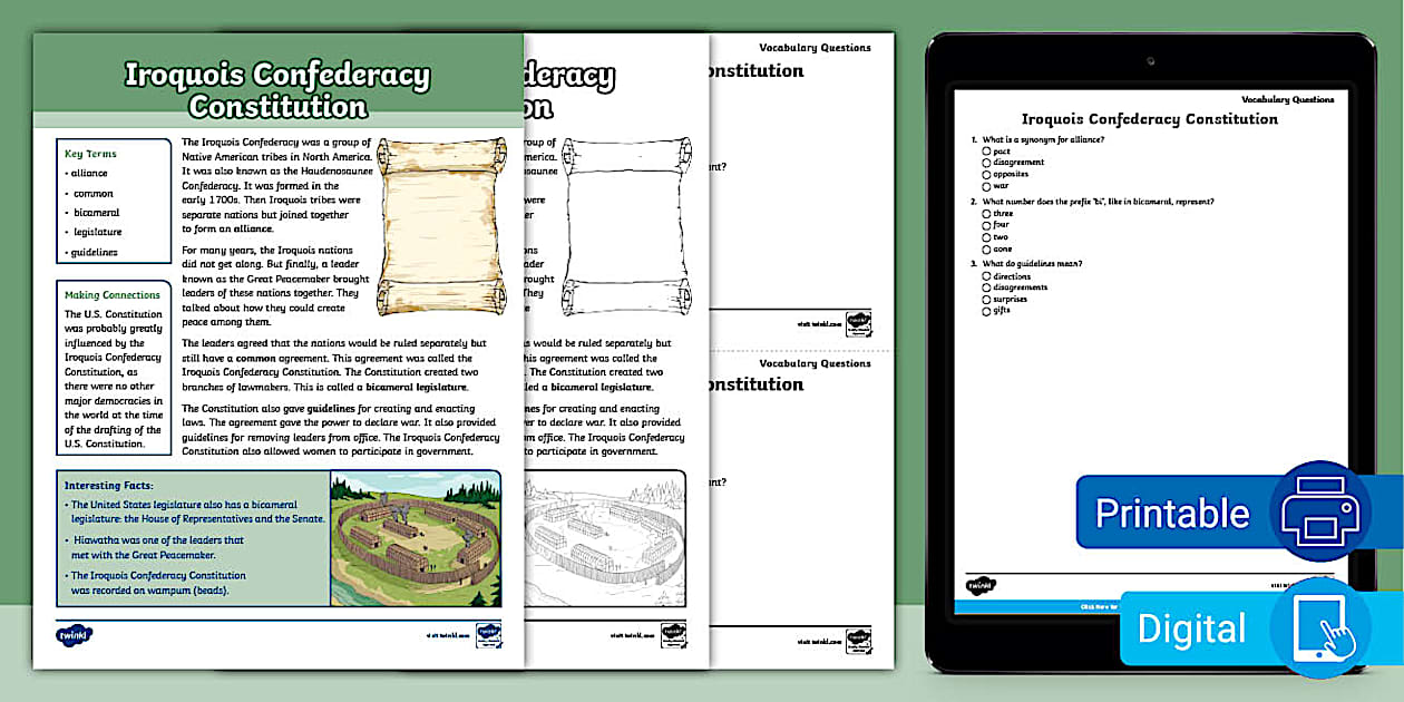 Fourth Grade Iroquois Confederacy Constitution Fact File