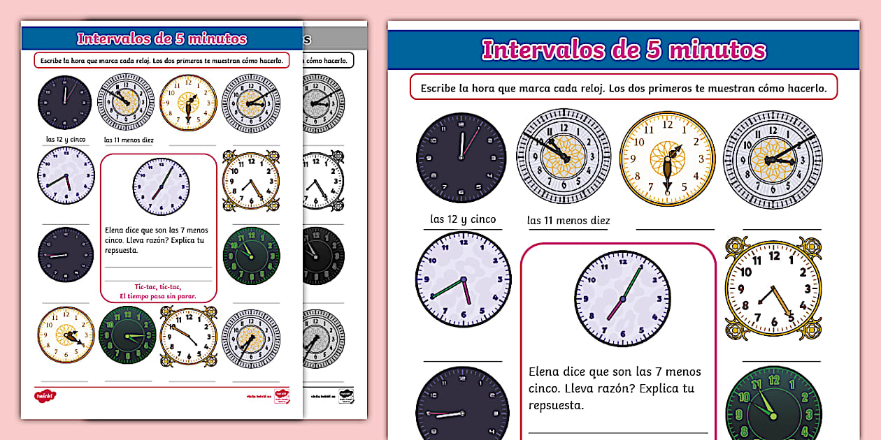 Ficha de actividad: Intervalos de 5 minutos - Twinkl