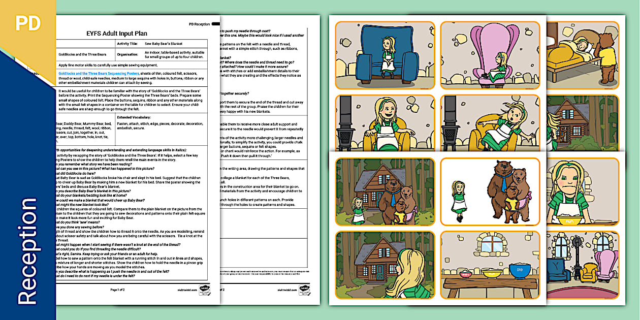 EYFS Sew Baby Bear's Blanket Adult Plan and Resource Pack