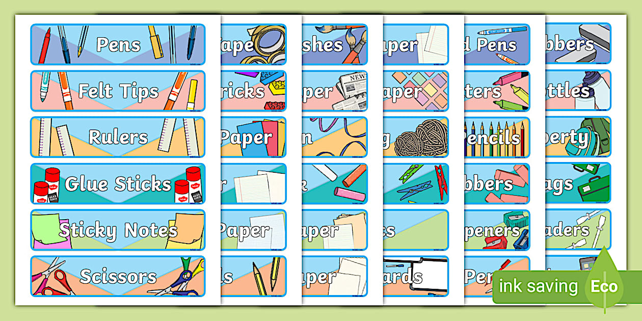 Classroom Storage Supply Labels (Teacher-Made) - Twinkl