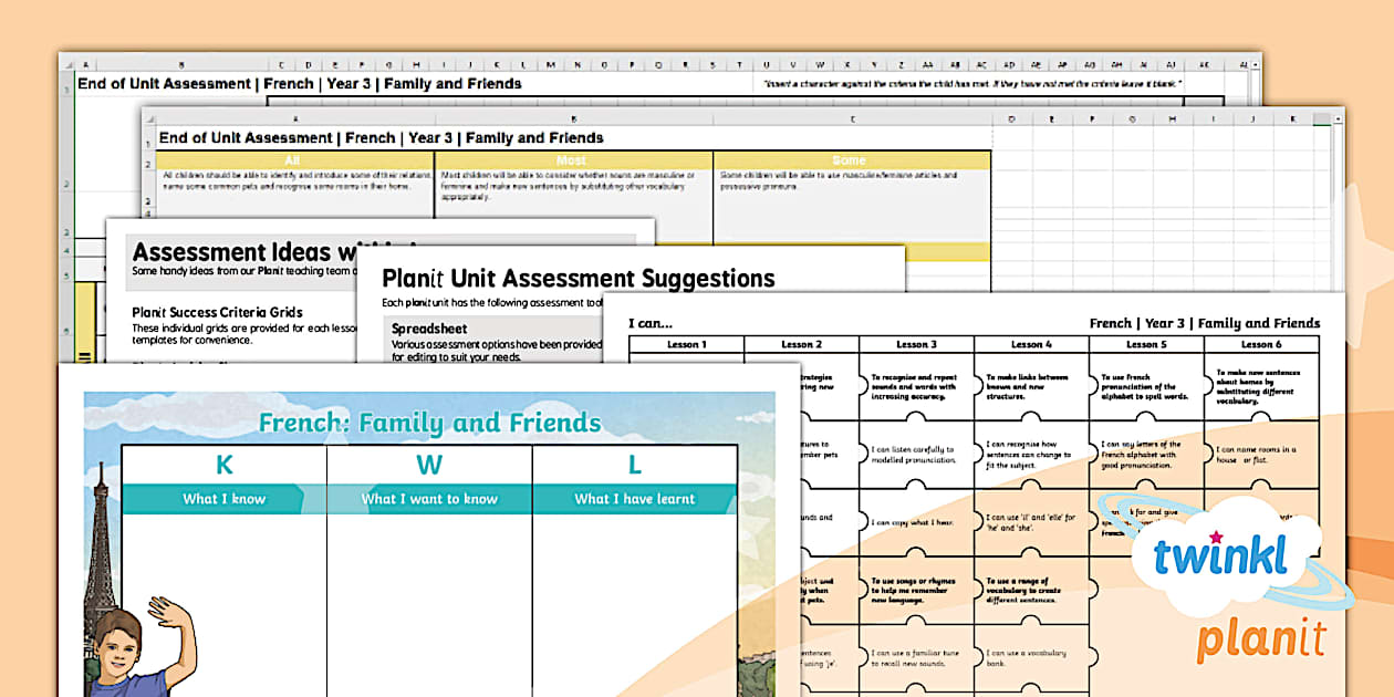 French: Family and Friends Year 3 Unit Assessment Pack