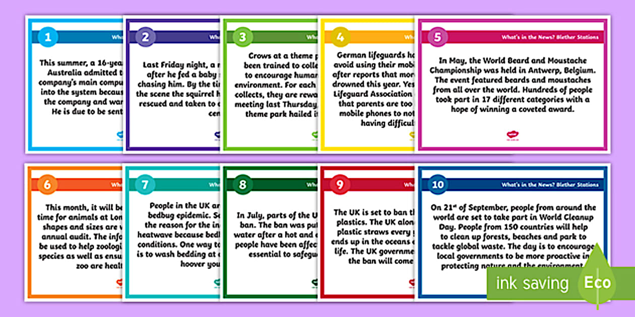 What's in the News? Reading Blether Stations (teacher made)