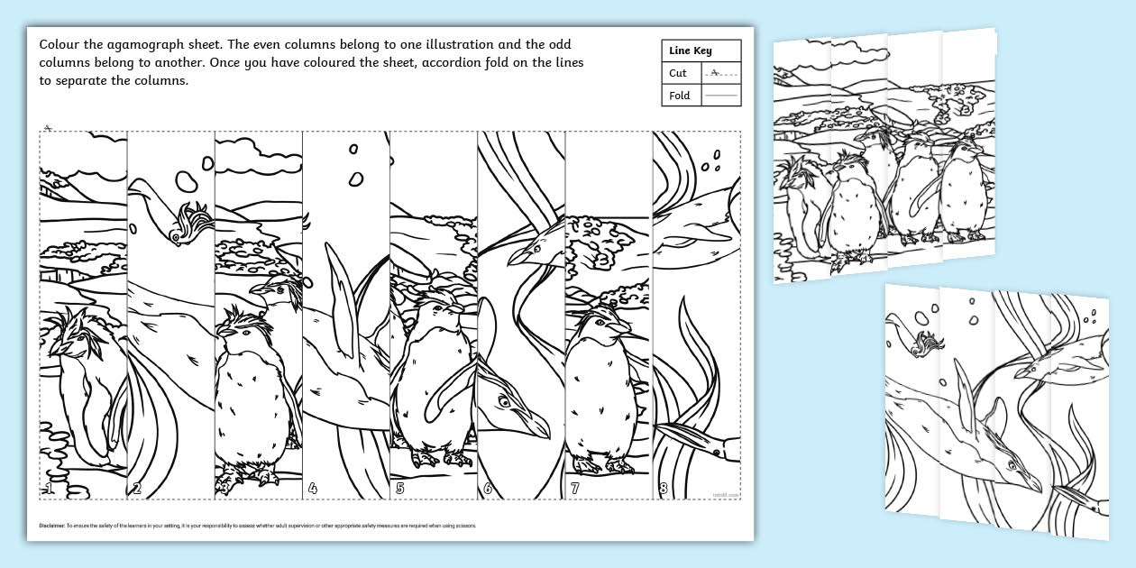 Penguins Colouring Agamograph - Twinkl Art (Teacher-Made)