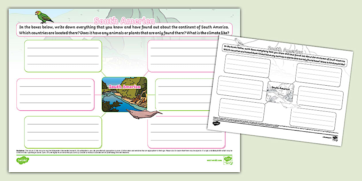 KS1 South America Mind Map - Twinkl Geography - Twinkl
