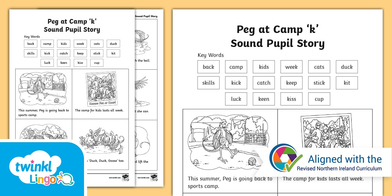 Peg at Camp 'k' Pupil Story Activity Sheet (professor feito)