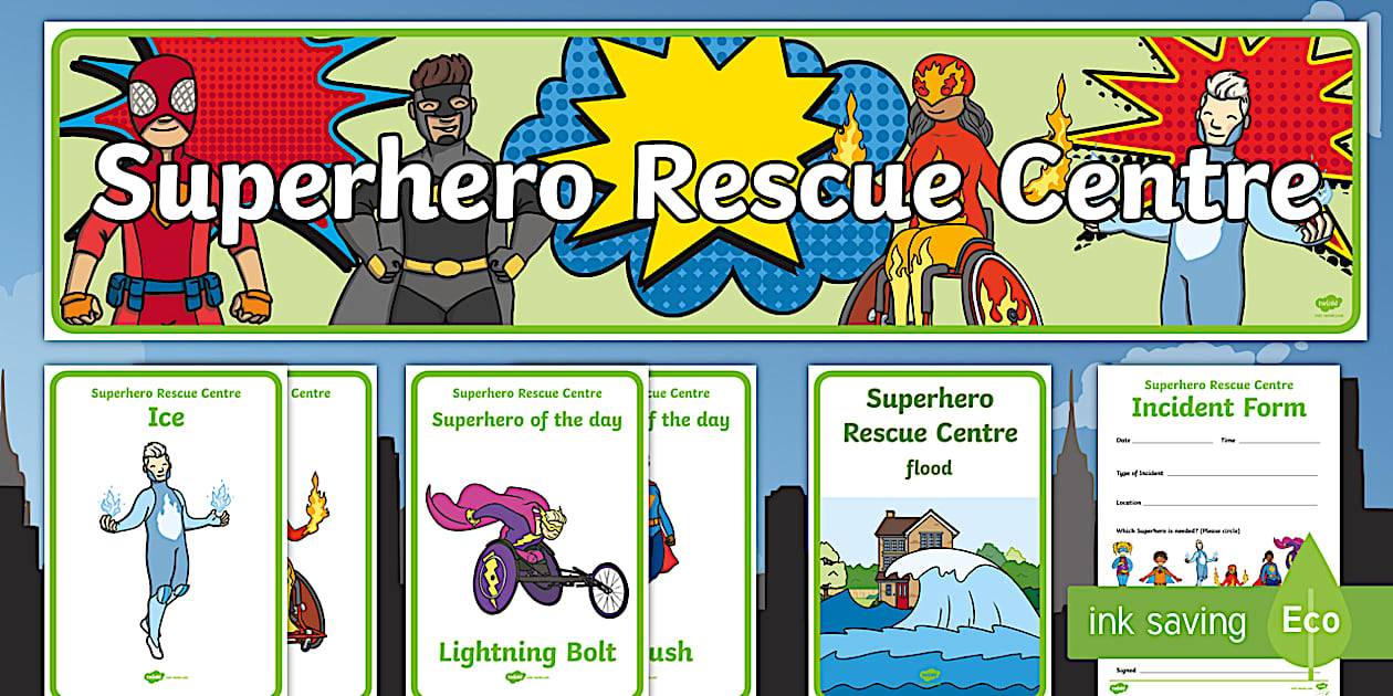 Editable Superhero Rescue Centre Role Play Pack - Twinkl